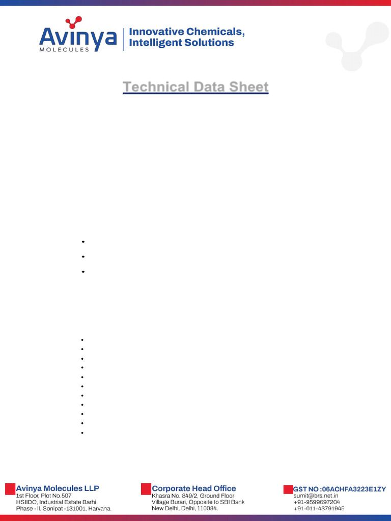 Avinya Dms 5000 - Tds | PDF | Solvent | Viscosity
