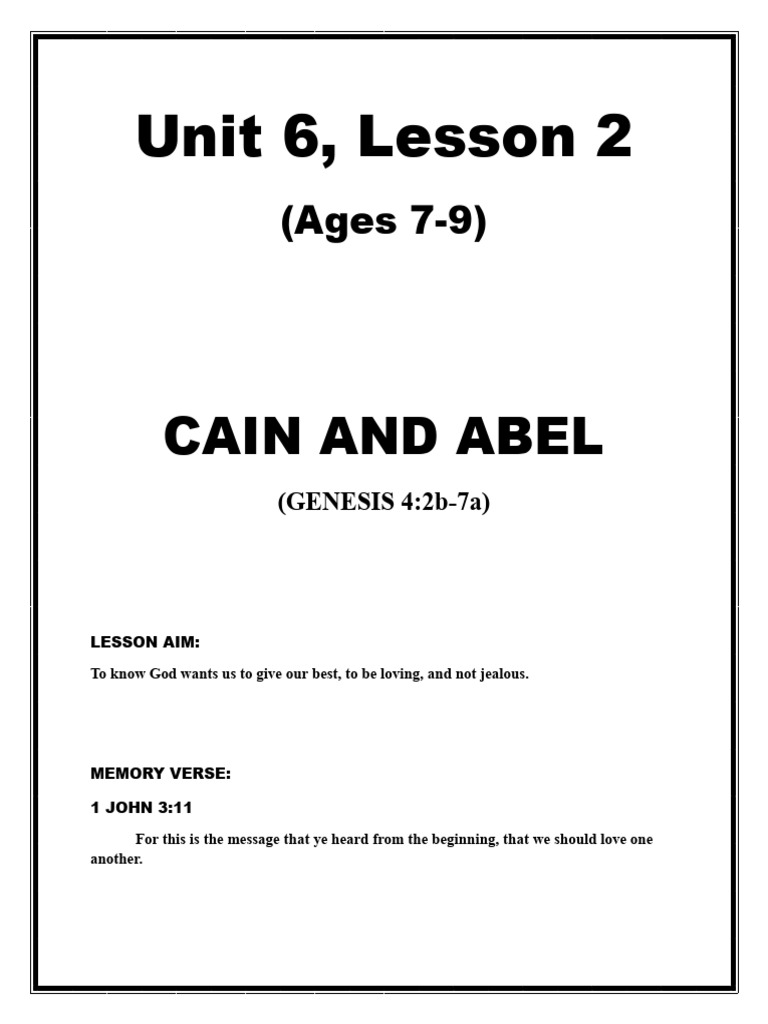 Cain and Abel: Teaching Love and Kindness | PDF