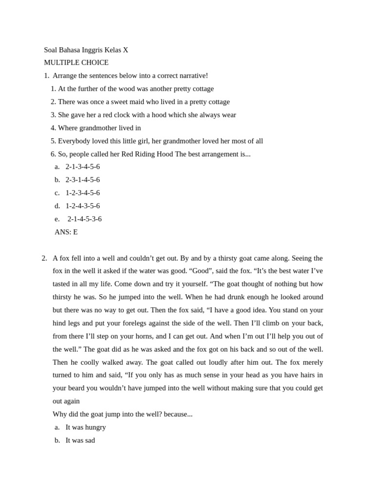 Narrative Text Exercises for Students | PDF