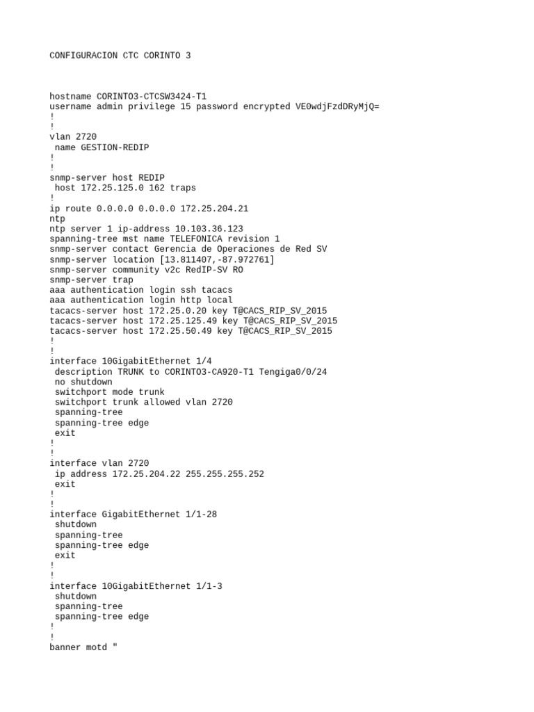 Configuracion CTC Corinto 3 | PDF