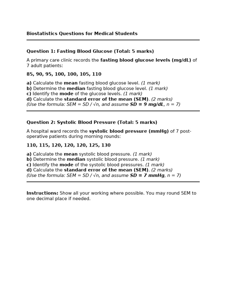 Biostats Questions | PDF