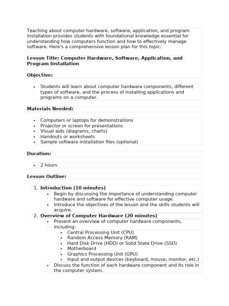 Teaching About Computer Hardware | PDF | Computer Hardware | Computer Program
