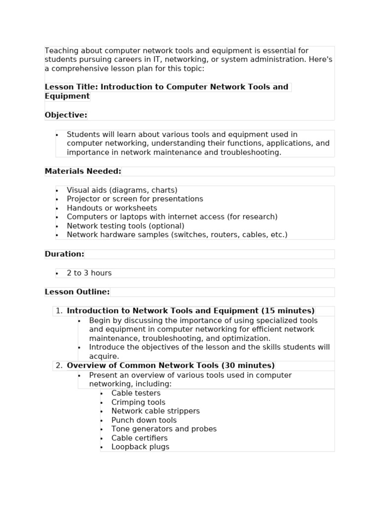 Teaching About Computer Network Tools and Equipment Is Essential For Students Pursuing Careers ...