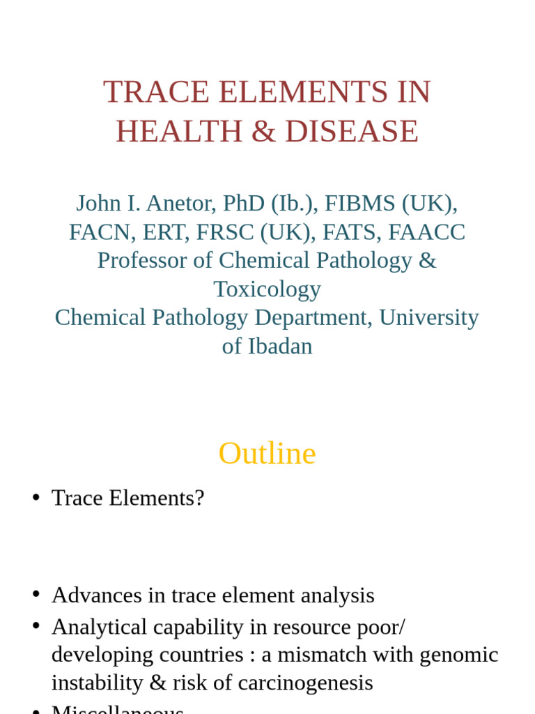 Trace Elements: Health Impacts & Analysis | PDF | Zinc | Selenium