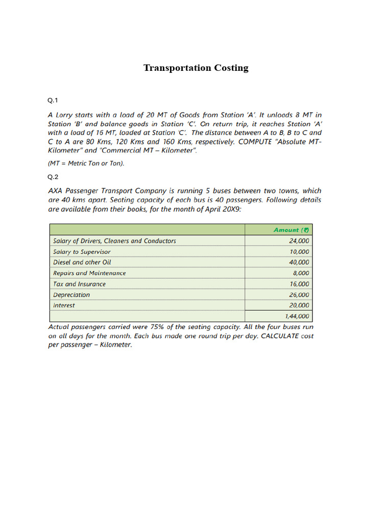 SCM_Operating Costing Sums | PDF | Boiler | Salary