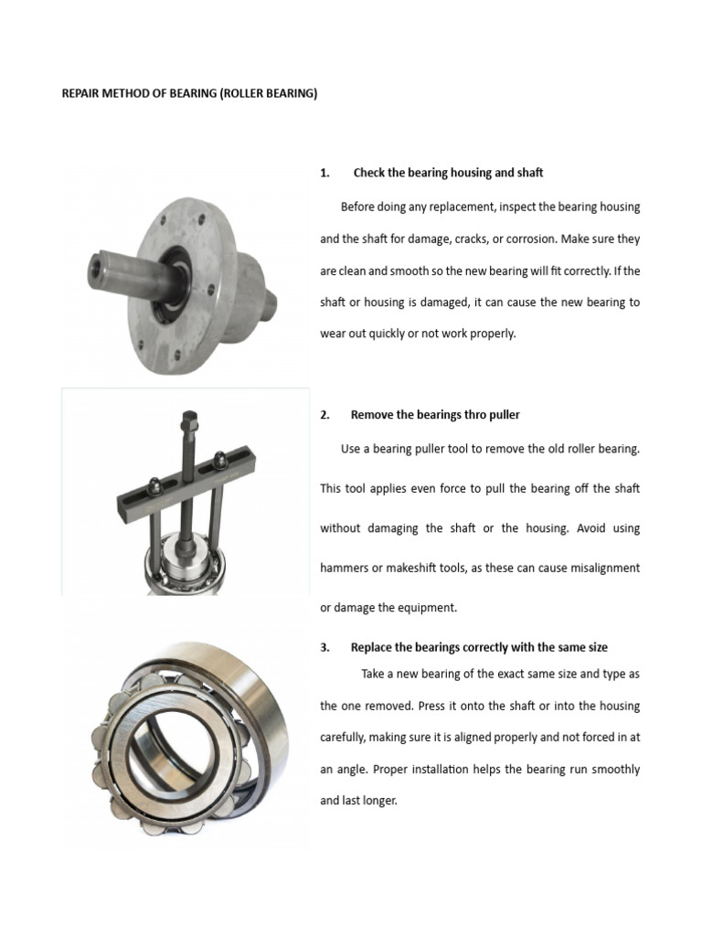 Repair Method of Bearing | PDF | Bearing (Mechanical) | Lubricant