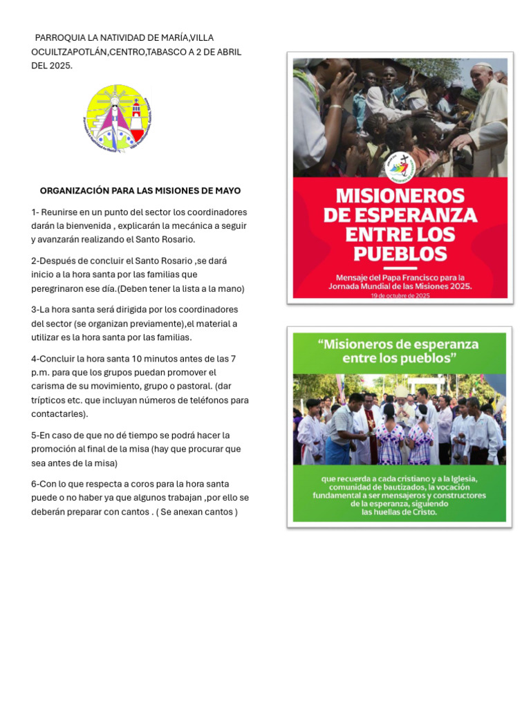 Indicaciones Misiones | PDF | Amor | Jesús