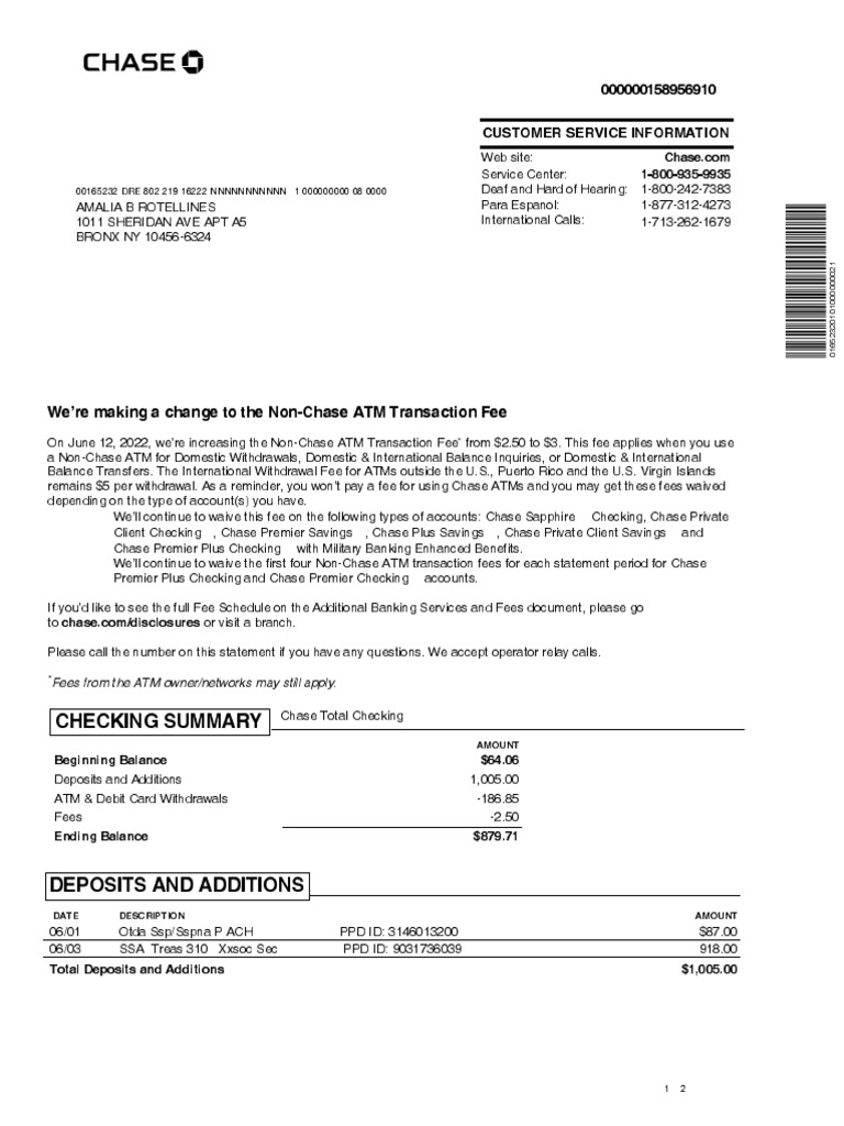 Chase ATM Fee Update Notification | PDF | Debit Card | Chase Bank