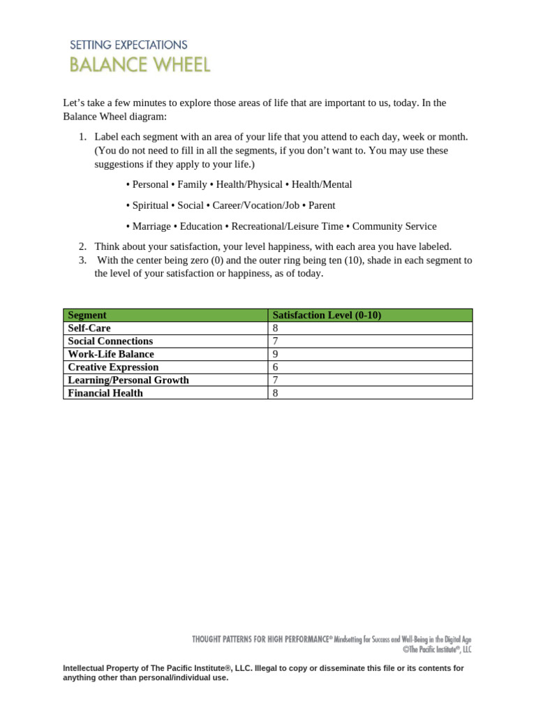 Setting Expectations Balance Wheel (1) 1 | PDF