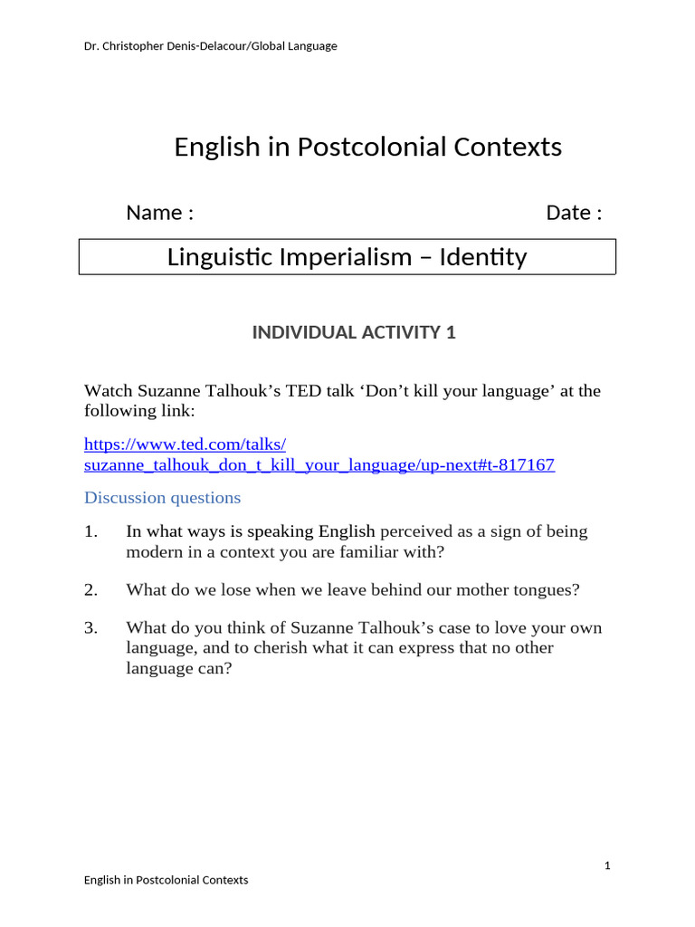 English and Identity in Postcolonial Contexts | PDF | Outsourcing ...
