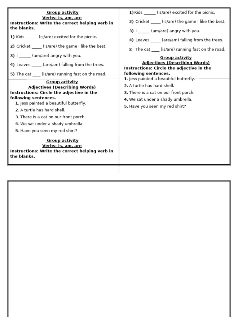 Eng Act Sheets of Jan (Verbs+Adj) | PDF