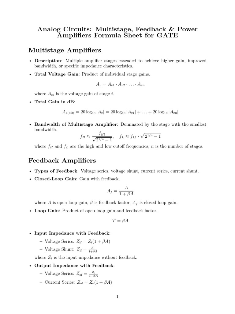 Multistage, Feedback & Power Amplifiers | PDF | Amplifier | Feedback
