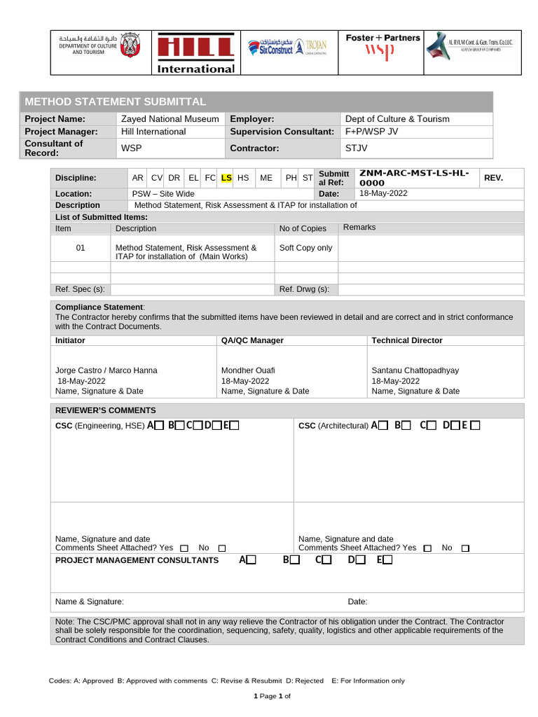 Submittal Form (Method Statement) | PDF