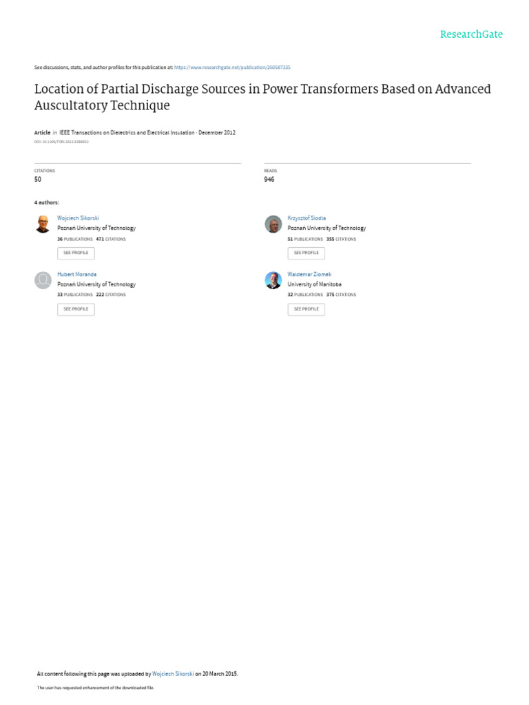 Location of Partial Discharge Sources in Power Transformers Based On Advanced | PDF ...