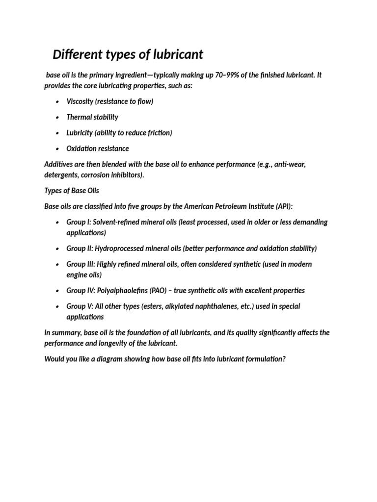 Different Types of Lubricant | PDF | Motor Oil | Lubricant