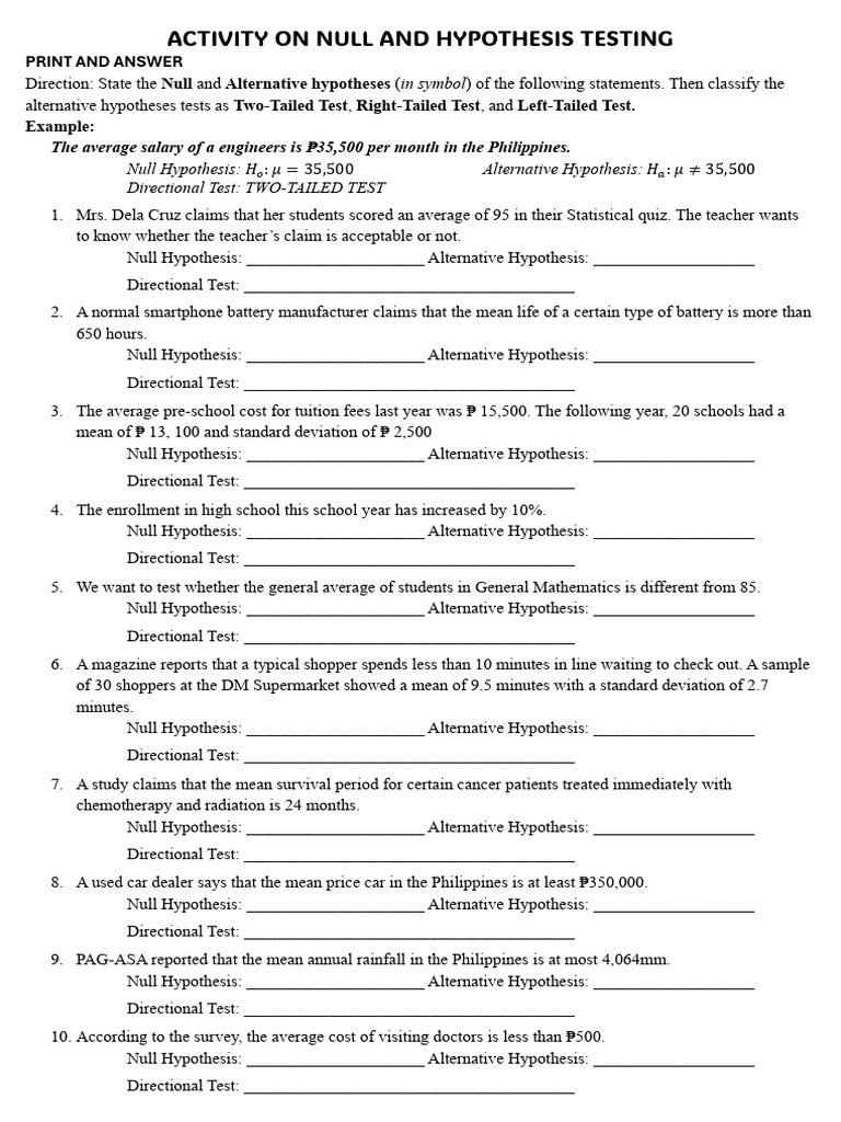 Null and Alternative Hypotheses | PDF | Hypothesis | Null Hypothesis