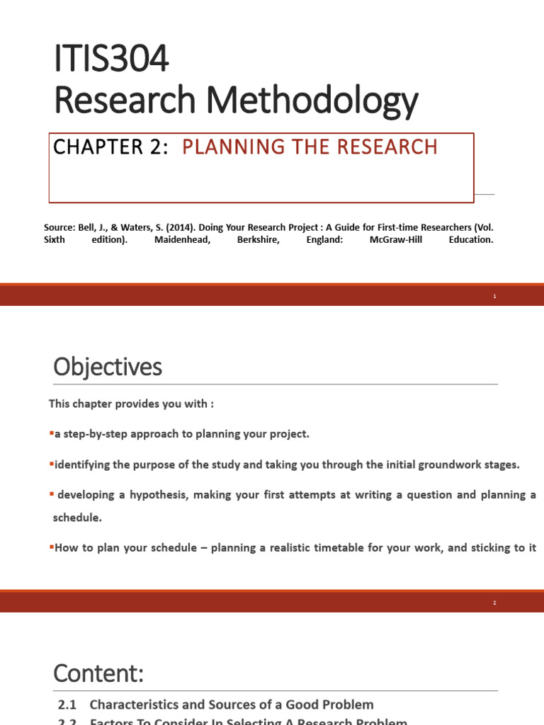 Chapter 2-Planning The Research | PDF | Hypothesis | Methodology