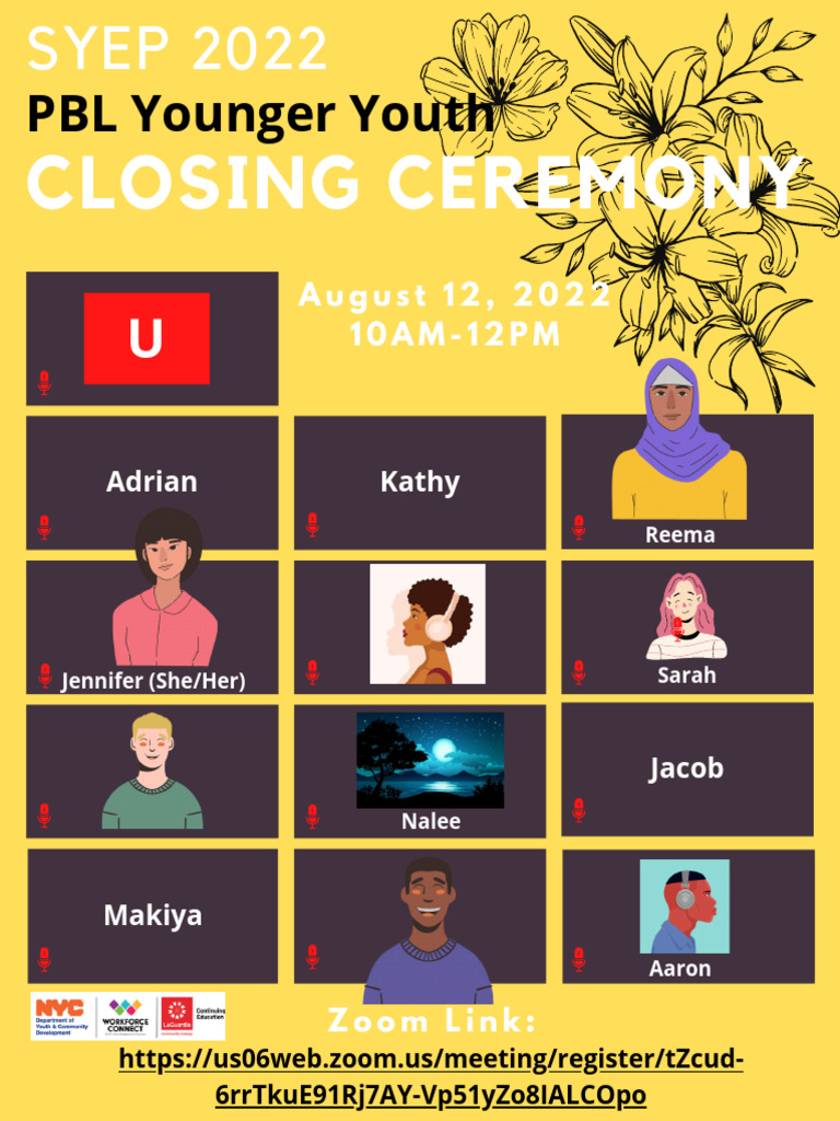 SYEP 2022 Closing Ceremony Details | PDF