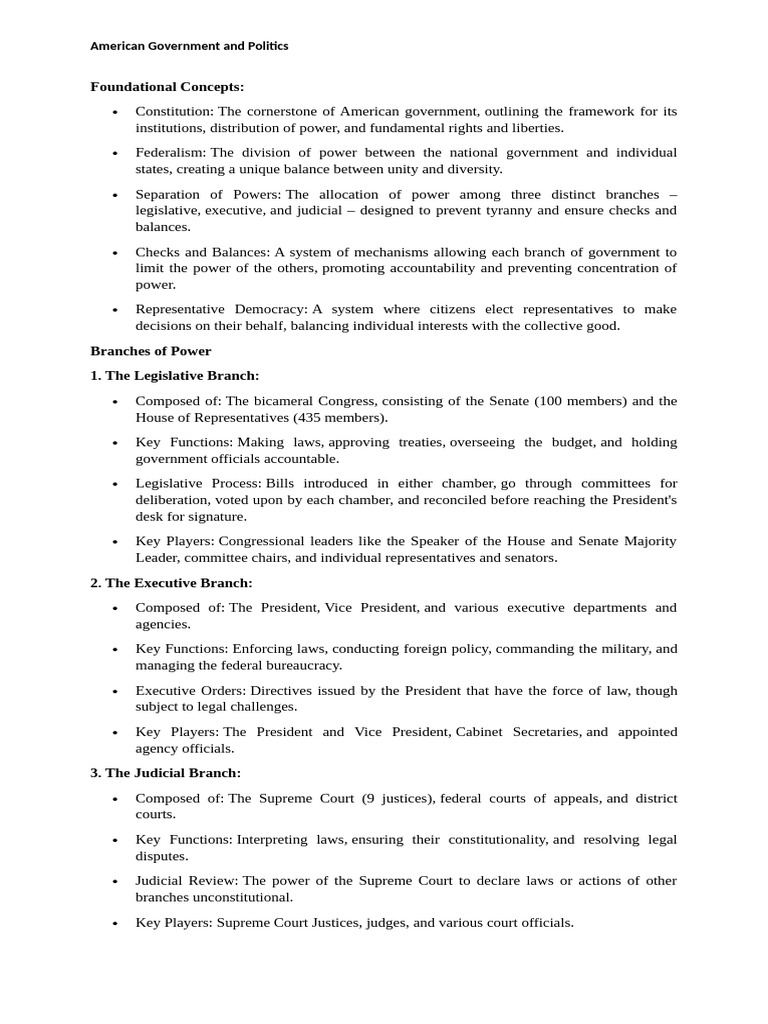 American Government and Politics | PDF | Federal Government Of The ...