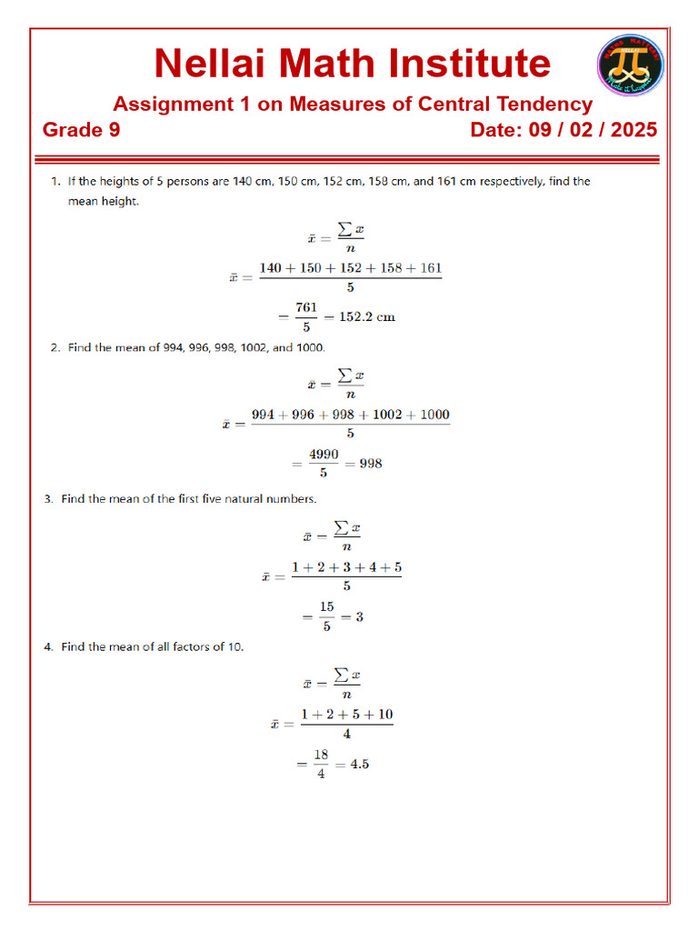 Assignment 1 On Measures of Central Tendency-3 | PDF
