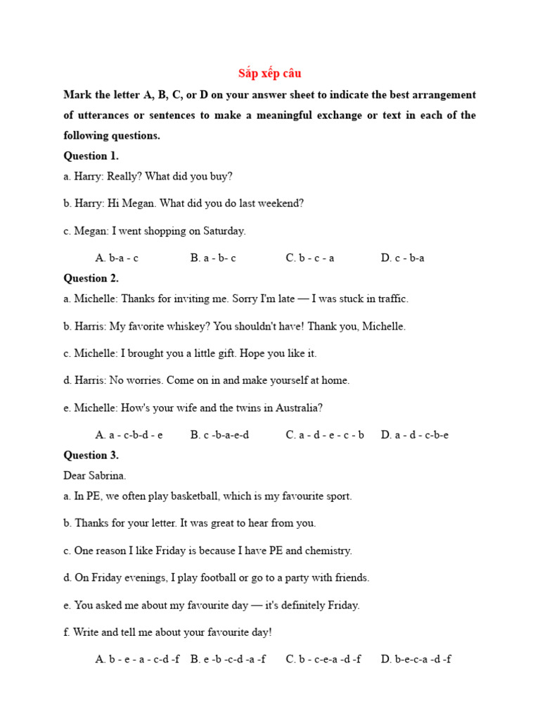 Sắp xếp câu | PDF