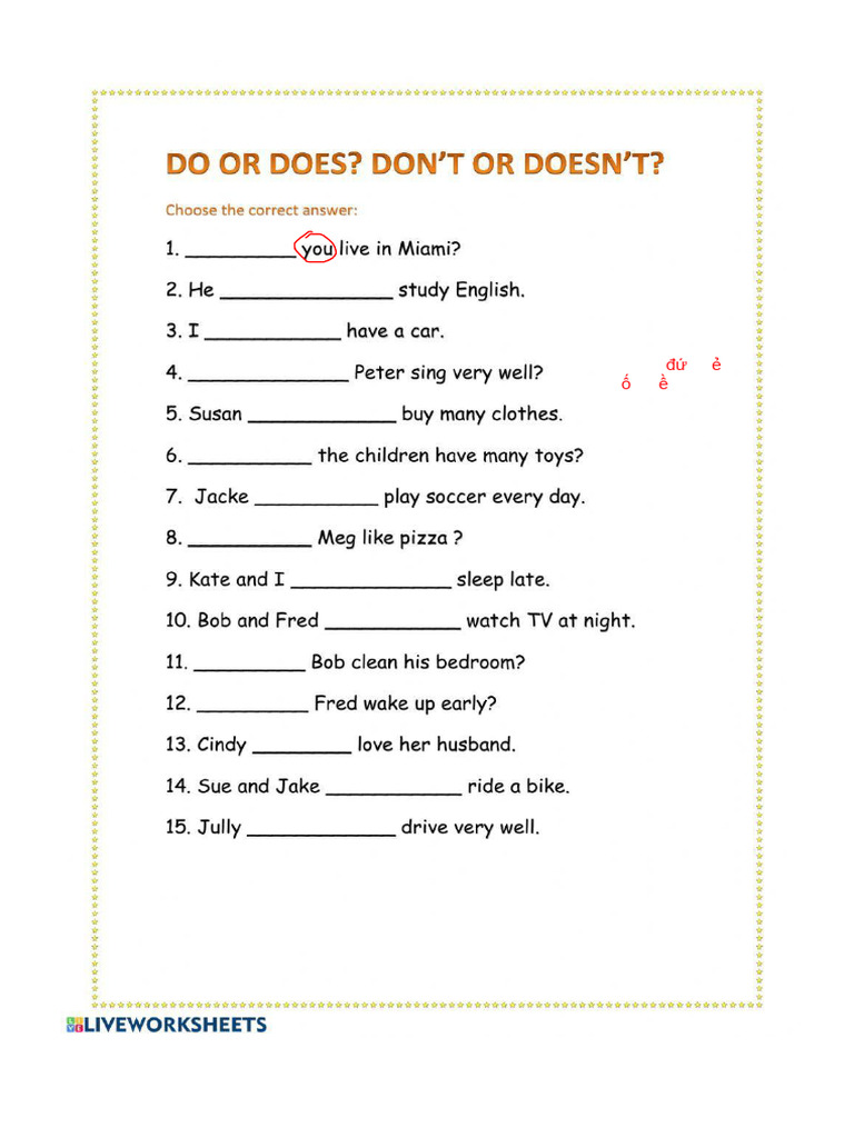 Do Does Dont Doesnt | PDF
