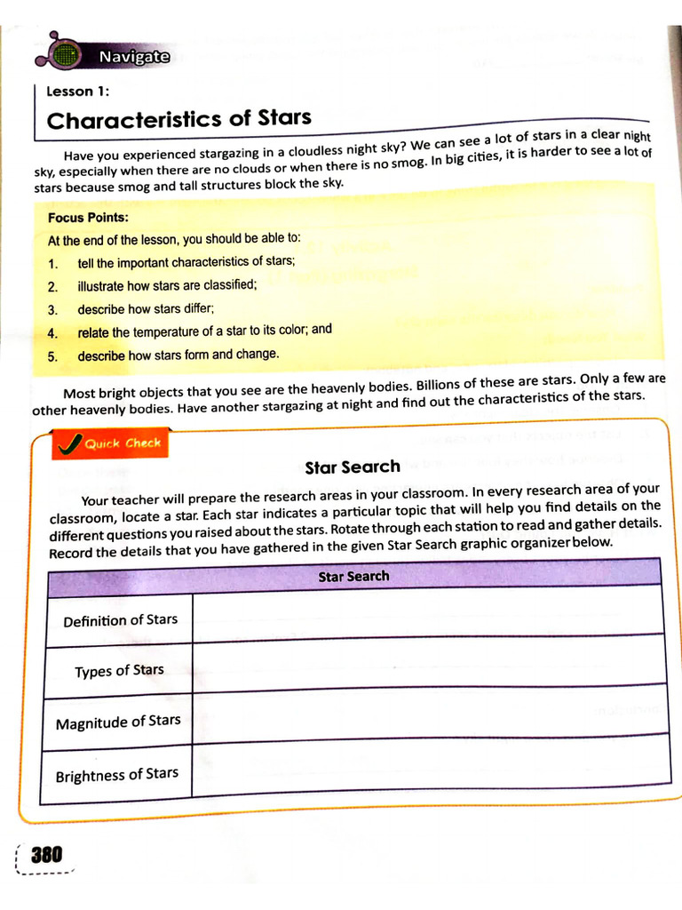 Characteristics of Stars | PDF