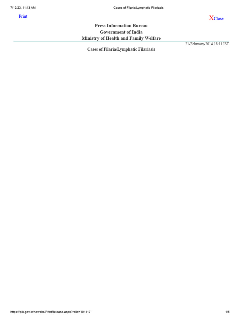 Cases of Filaria - Lymphatic Filariasis 2011-13 | PDF | Medical ...