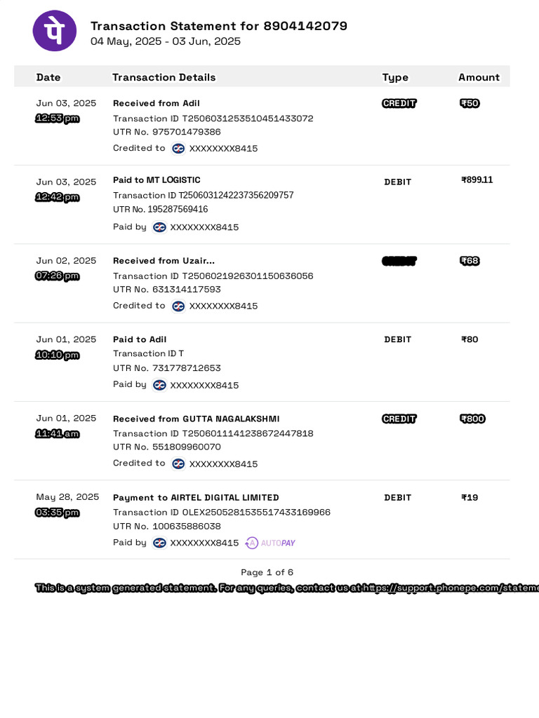PhonePe Statement May2025 Jun2025 | PDF