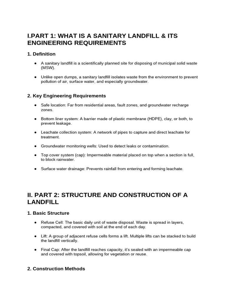 Sanitary Landfill Engineering Overview | PDF | Landfill | Waste