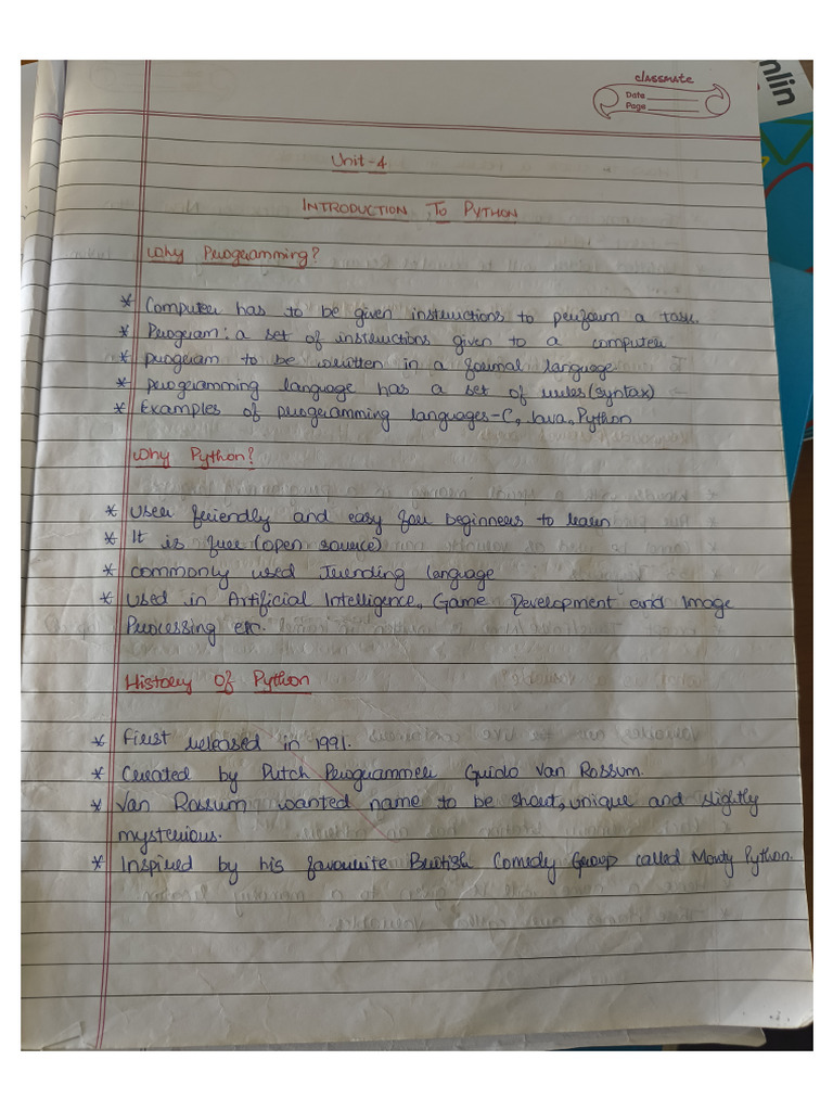 UNIT-4 Python Notes | PDF