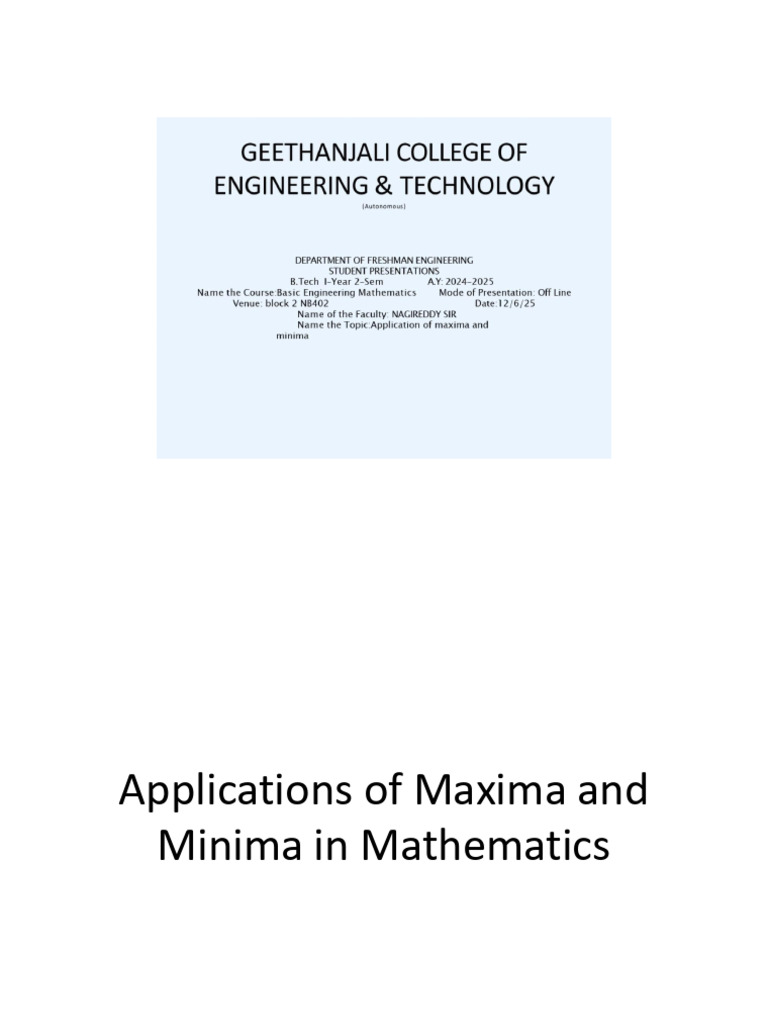 Applications of Maxima Minima-1 | PDF