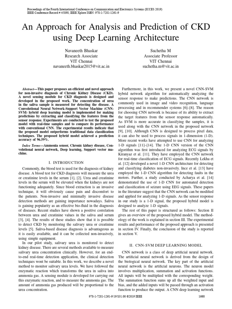 An Approach For Analysis and Prediction of CKD Using Deep Learning Architecture | PDF | Deep ...