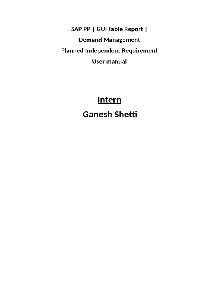 17.5 Sap PP Gui Table Report Pir | PDF