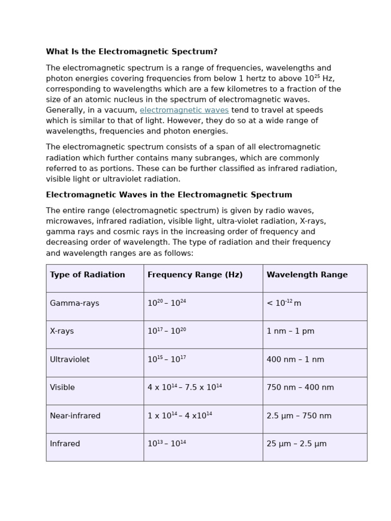 What is the Electromagnetic Spectrum | PDF | Electromagnetic Spectrum ...