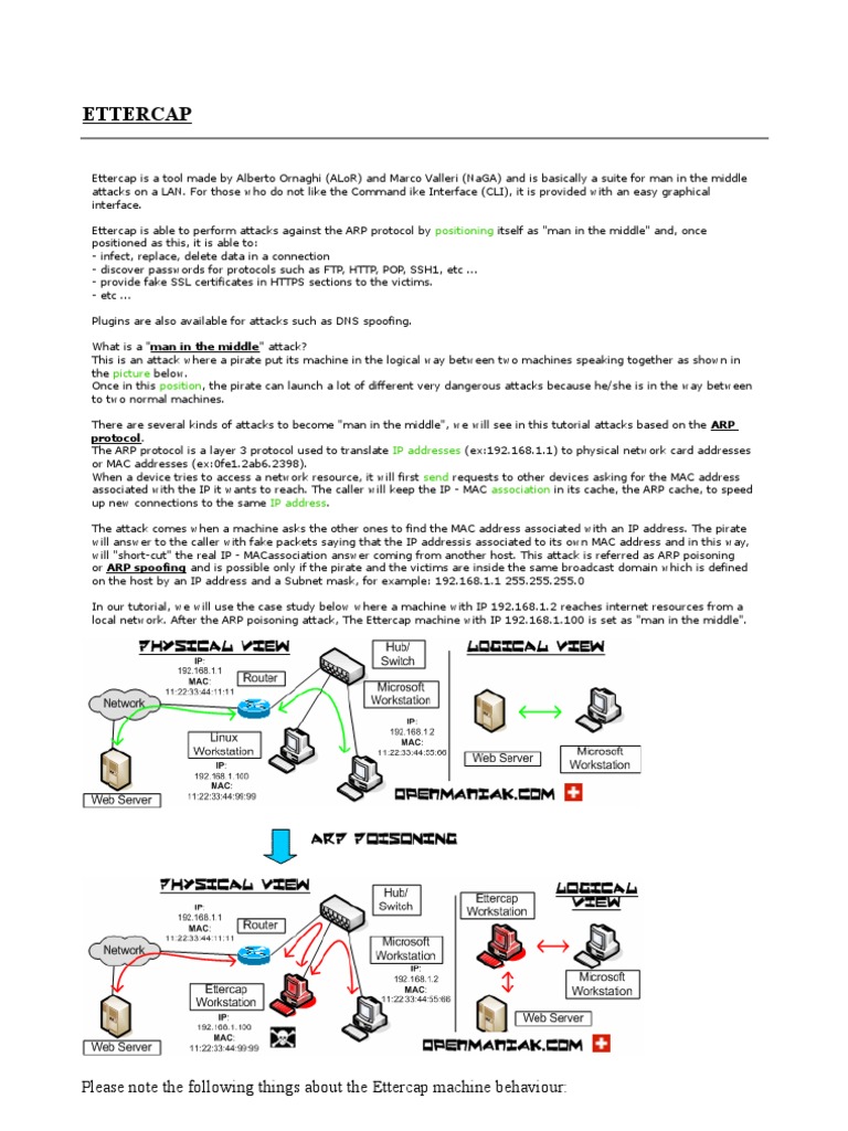 Ettercap | PDF | Secure Shell | Router (Computing)