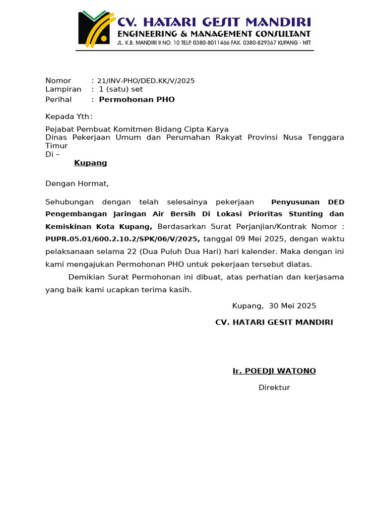 Surat Permohonan PHO | PDF