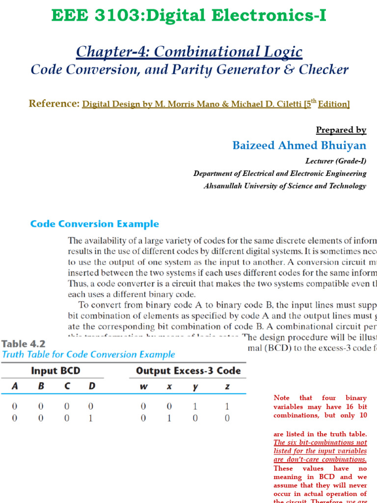 Combinational Logic and Code Conversion | PDF | Computer Data | Encodings