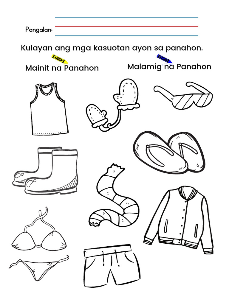 Clothes Coloring Worksheet | PDF