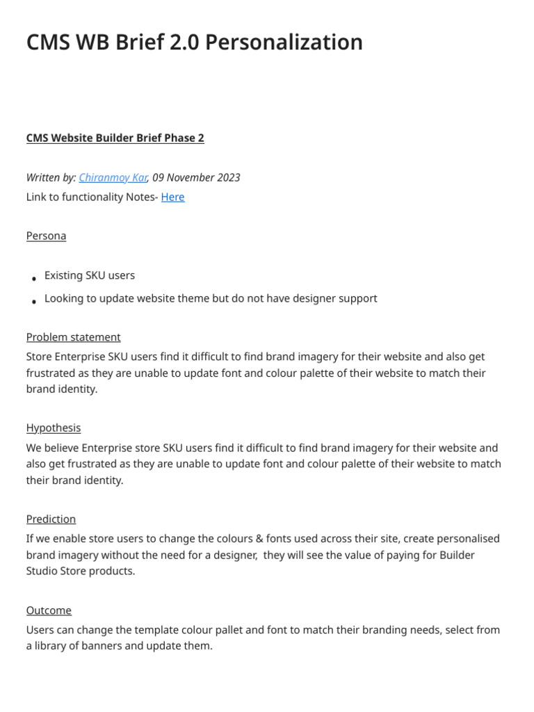 CMS WB Brief 2.0 Personalization-2025061112013627 | PDF
