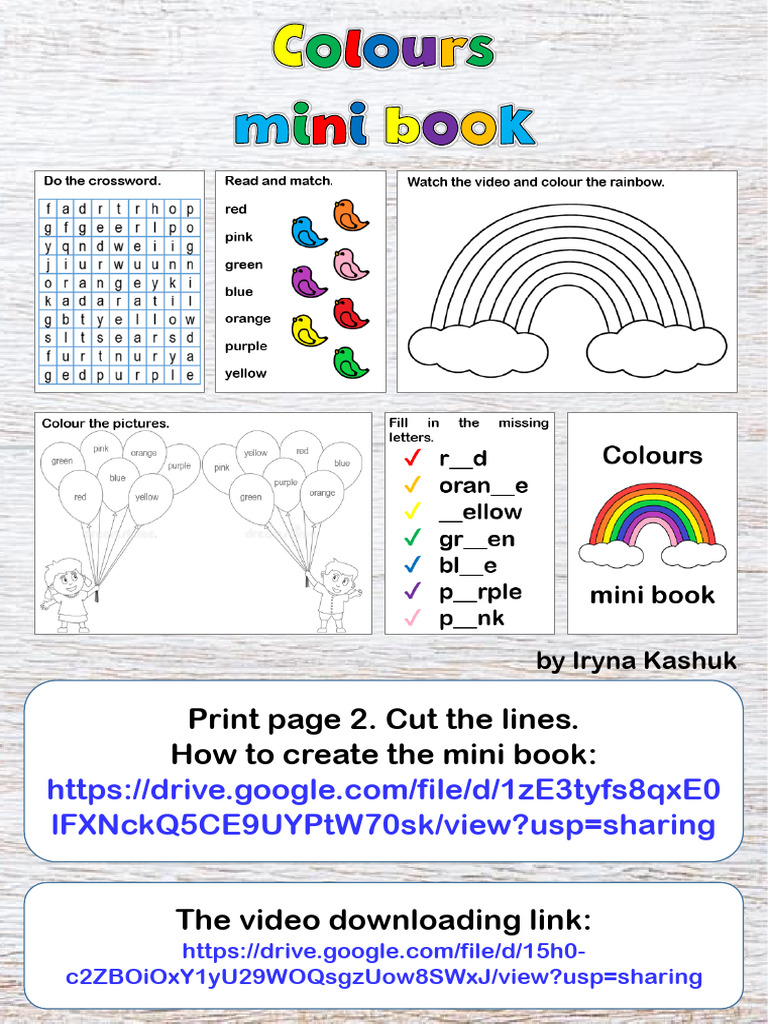 Mini Book: Colour the Rainbow Activities | PDF