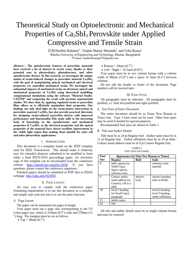 IFETC2019 Extended Abstract Template 2 | PDF | Page Layout | Typefaces