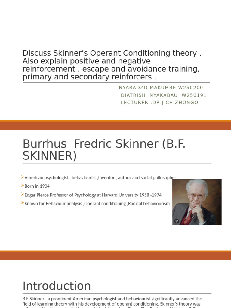 Discuss Skinner's Operant Conditioning Theory | PDF | Reinforcement ...