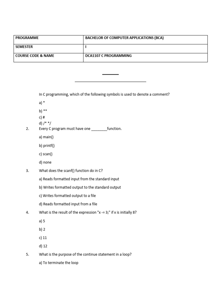 CProgramming - MQP AUG 2024 | PDF | Control Flow | Computer Engineering