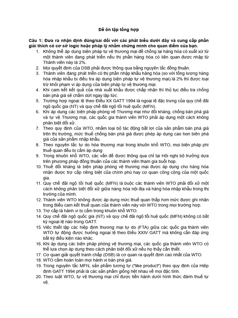 Bộ 11 Đề Ôn Tập - Luật TMQT | PDF