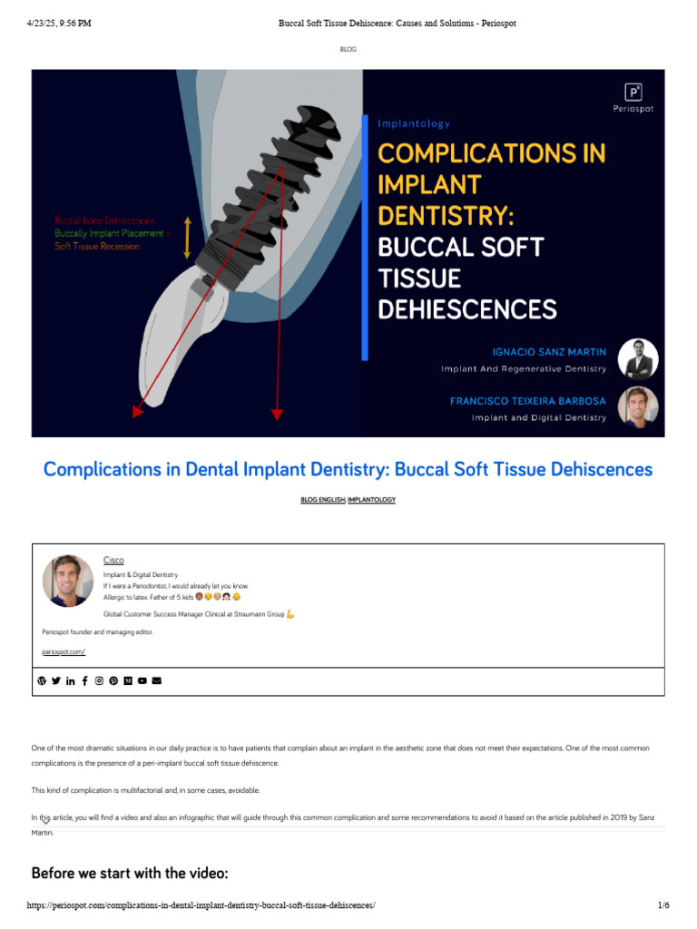 Buccal Soft Tissue Dehiscence - Causes and Solutions - Periospot | PDF ...