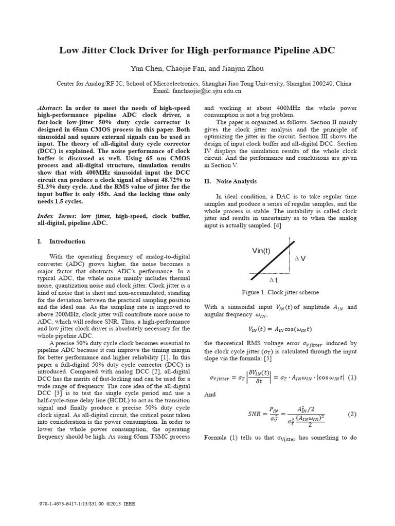 Low Jitter Clock Driver for ADCs | PDF | Analog To Digital Converter ...