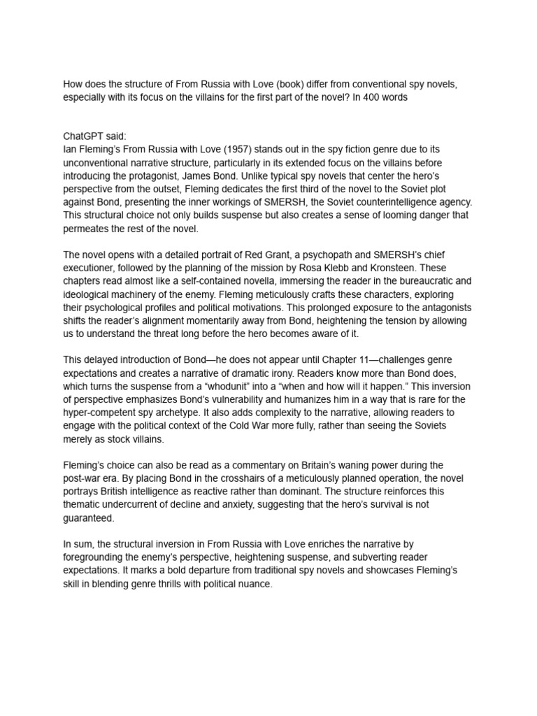 Literature Unit 4 | PDF | Spy Fiction | Thriller (Genre)