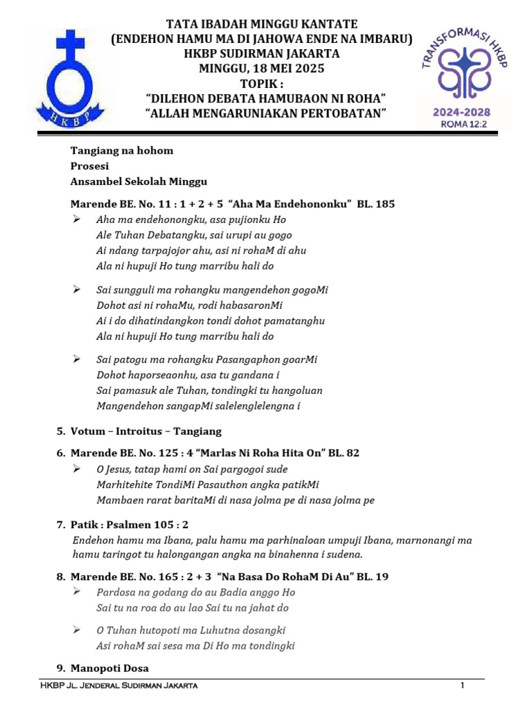 Acara Minggu Pagi TGL 18 Mei 2025 | PDF