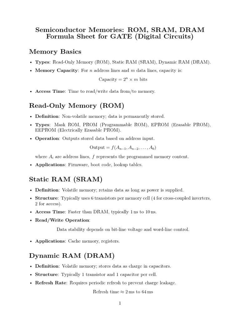 Types of Semiconductor Memories Explained | PDF | Computer Memory ...
